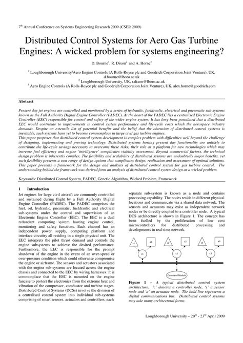 Pdf Distributed Control Systems For Aero Gas Turbine Engines A Wicked Problem For Systems