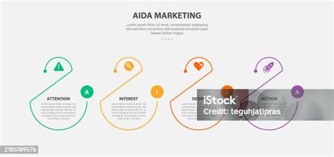 Aida 마케팅 인포그래픽 개요 스타일 4점 템플릿 창의적인 반원 모양 슬라이드 프레젠테이션을 위한 슬라이스 컷 개념에 대한 스톡 벡터 아트 및 기타 이미지 Istock