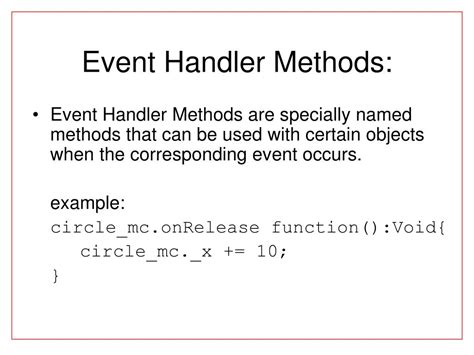 Ppt Actionscript Classes Properties Eventhandler Methods Datatypes And Control Structures