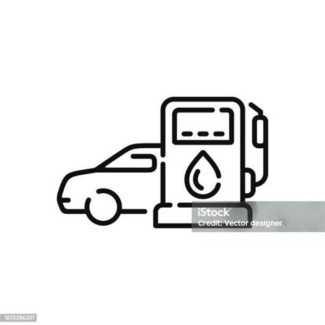 주유소 라인 아이콘입니다 흰색 배경에 분리된 자동차 연료 아이콘 0명에 대한 스톡 벡터 아트 및 기타 이미지 0명 가솔린 급유 Istock