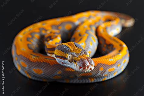 Orange Glow Motley Reticulated Python Malayopython Reticulatus Orange Glow Motley Reticulated Python Malayopython Reticulatus