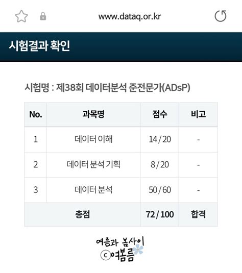 Adsp 데이터분석준전문가 직장인 비전공자 3주 합격 후기과락컷 합격ㅋ 네이버 블로그