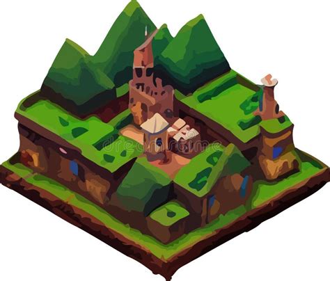 Vector Isometric Medieval Low Poly Castle Stock Vector Illustration Of Wall Estate 257896685
