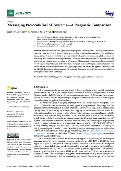 pdf messaging protocols for iot systems a pragmatic comparison