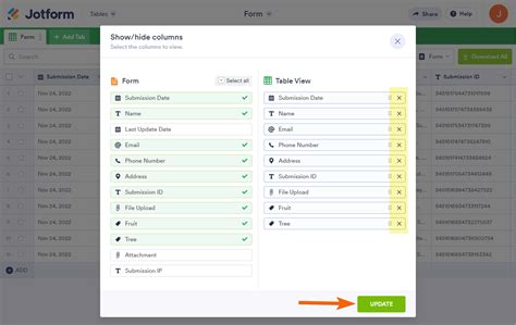 How To Show And Hide Columns In Jotform Tables How To Show And Hide Columns In Jotform Tables