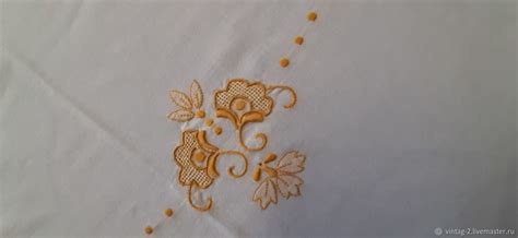 Винтаж Старинная скатерть круглая 170см Ручная работа Батист шёлк в интернет магазине