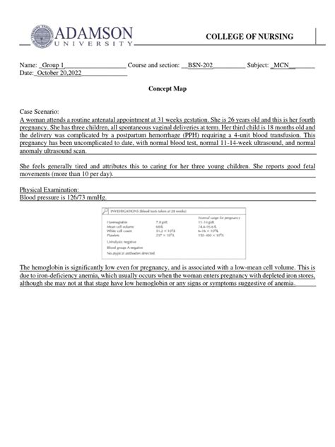 mcn midterm rle act 4 concept map grp1 202 pdf