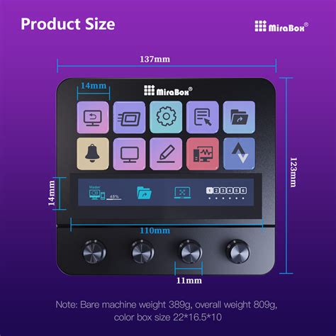 Mbox N4 Stream Deck With Knob Mirabox Streamdeck Lcd Button Live Content Creation Controller