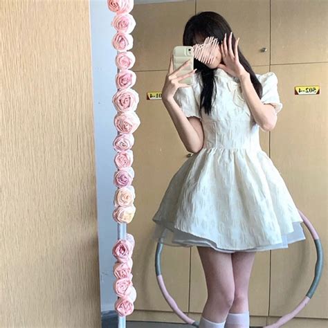夏季新款盐甜系收腰显瘦白色连衣裙女设计感小众在逃公主蓬蓬裙子 阿里巴巴