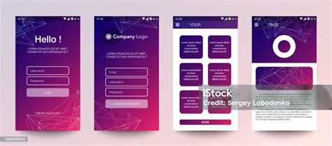 Desain Aplikasi Seluler Ui Ux Gui Set Layar Pendaftaran Pengguna Dengan Login Dan Input Kata