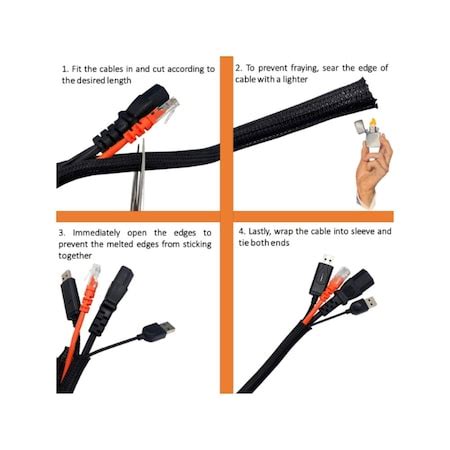 Kable Kontrol Braided Cable Sleeve In Inside Dia Ft Polyethylene Terephthalate Black