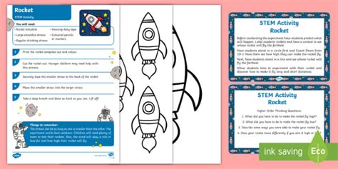 Rocket Stem Activity Straw Rocket Template Twinkl