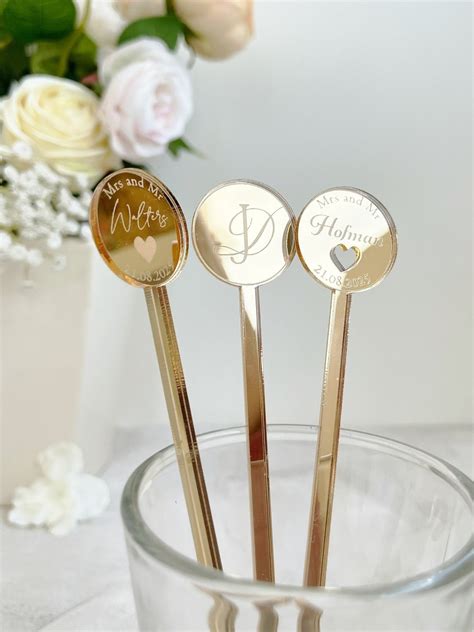 Personalized Drink Stir Stick Swizzle Stick Gold Party Bar Decor
