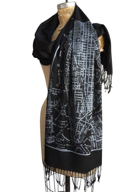 New York City Map Scarf Subway Map Print Fringed Scarf Bamboo