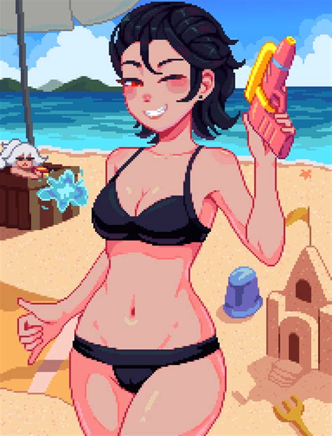 Rule 34 2020s 2024 2girls Beach Beach Towel Bikini Black Bikini Black