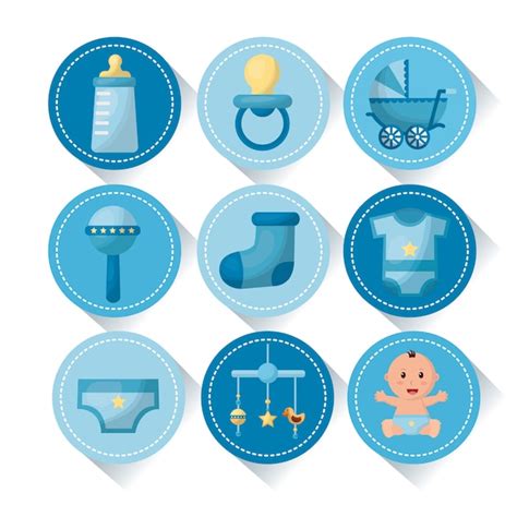 베이비 샤워 스티커 프리미엄 벡터