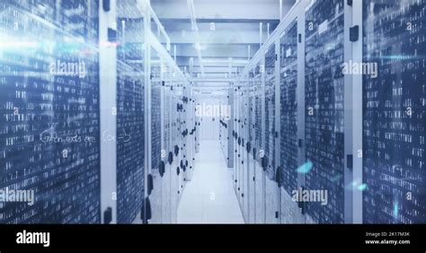 Image Of Digital Data Processing Over Server Room Stock Photo Alamy
