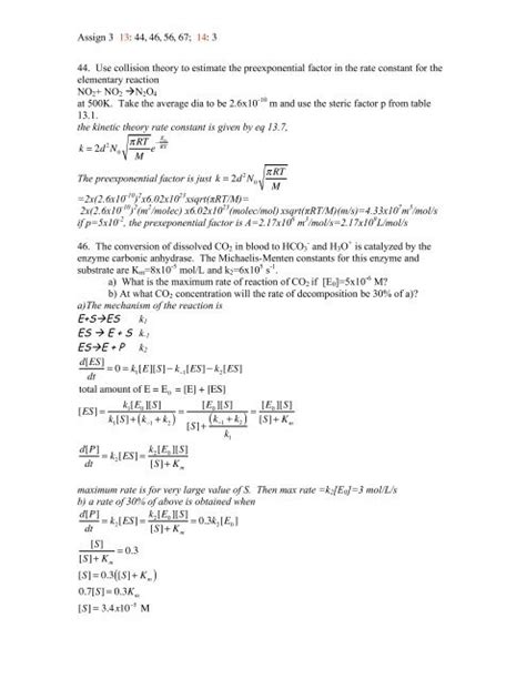 3 44 Use Collision Theory To Estimate The Preexponential Factor In The