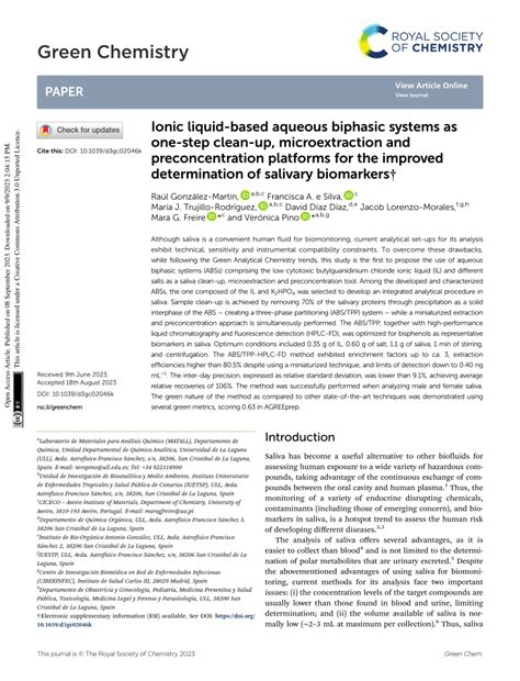 Pdf Ionic Liquid Based Aqueous Biphasic Systems As One Step Clean Up Microextraction And