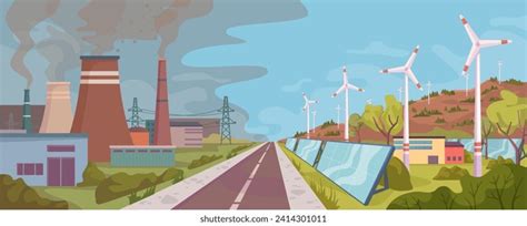 Power Plants Vs Alternative Renewable Sources Stock Illustration 2414301011 Shutterstock