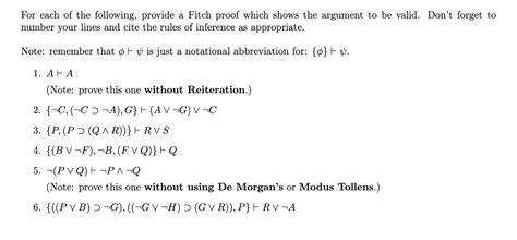 Solved For Each Of The Following Provide A Fitch Proof