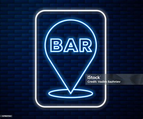벽돌 벽 배경에 고립 된 빛나는 네온 라인 알코올 또는 맥주 바 위치 아이콘 음주 술집 클럽 바의 상징 벡터 0명에 대한 스톡 벡터 아트 및 기타 이미지 Istock