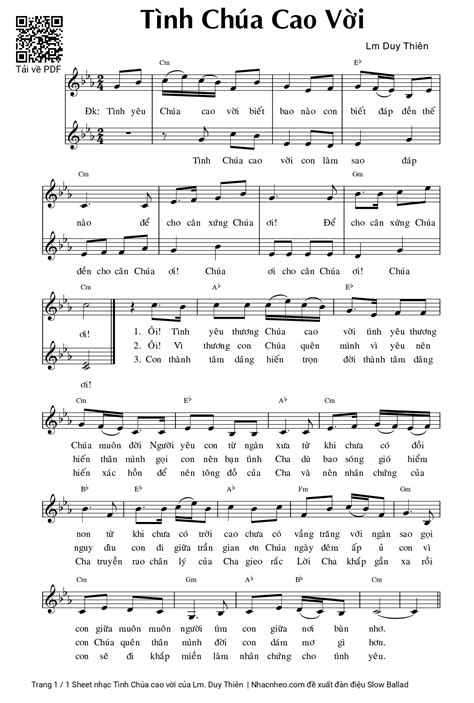 Sheet T Nh Ch A Cao V I Pdf L I H P M