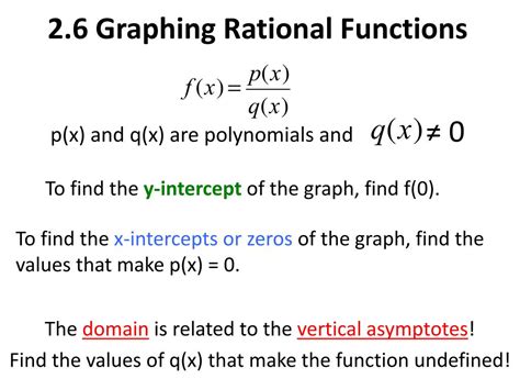 ppt 2 6 graphing rational functions p x and q x are polynomials and