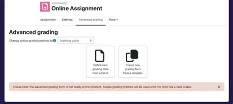 How To Use Advanced Grading Custom Marking Guide Mark Scheme For Assignment In Moodle