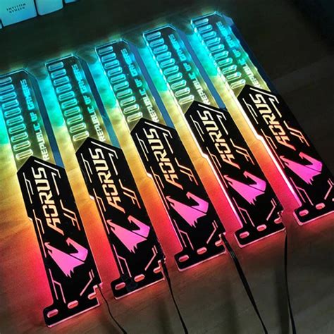 Rgb Gpu Support Bracket Led Lighting Computer Case Graphics Card Holder