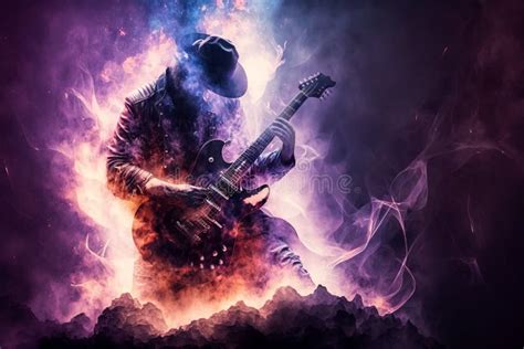摇滚乐手在舞台摇滚吉他手演奏音乐时演奏音乐，演奏音乐会 库存例证 插画 包括有 激情 作用 269379720