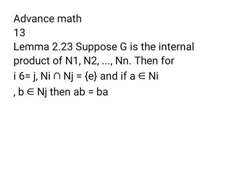 solved advance math 13 lemma 2 23 suppose g is the internal