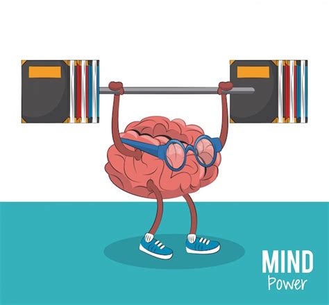 귀여운 뇌 리프팅 책 만화 벡터 일러스트 그래픽 디자인 프리미엄 벡터