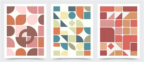 벡터 그림입니다 미니멀한 포스터 컬렉션 직물 오버레이플랫 기하학적 패턴 포스터 책 표지 브로셔 초대 카드 전단지 배너디자인 원 정사각형 삼각형 0명에 대한 스톡 벡터 아트