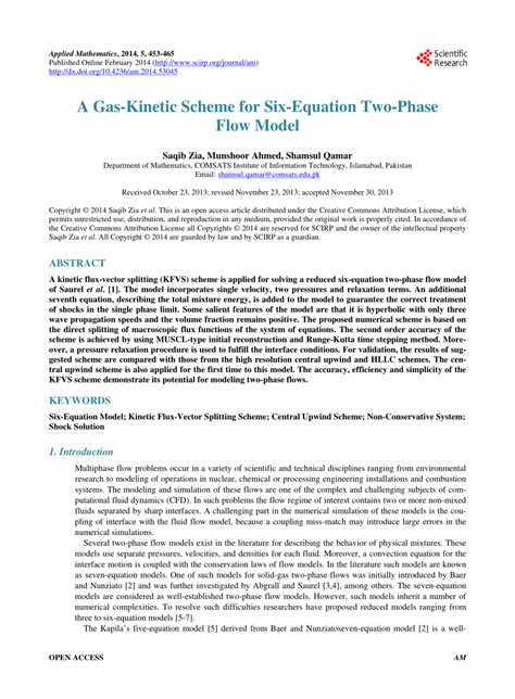 Pdf A Gas Kinetic Scheme For Six Equation Two Phase Flow Model