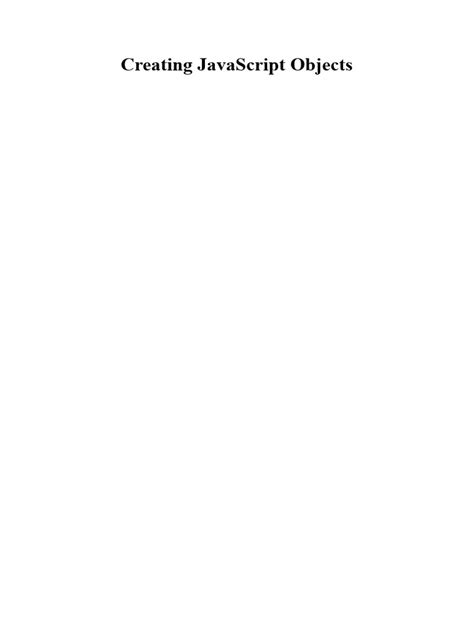 Creating Javascript Objects Pdf Java Script Programming Paradigms