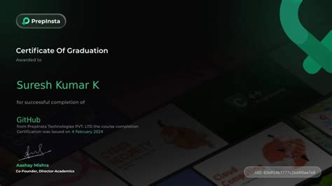 completed github course at prepinsta suresh kumar k posted on the topic linkedin
