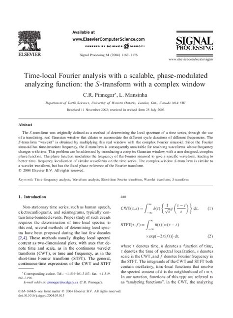 Pdf Time Local Fourier Analysis With A Scalable Phase Modulated