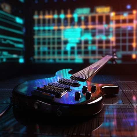 Premium Ai Image Electrostring A Vibrant Coding Journey With Our Futuristic Electric Guitar