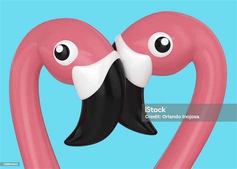 바로 앞을 바라보는 핑크 플라밍고 이국적인 열대 조류 캐릭터 3d 일러스트레이션 0명에 대한 스톡 사진 및 기타 이미지 0명 3차원 형태 Creative