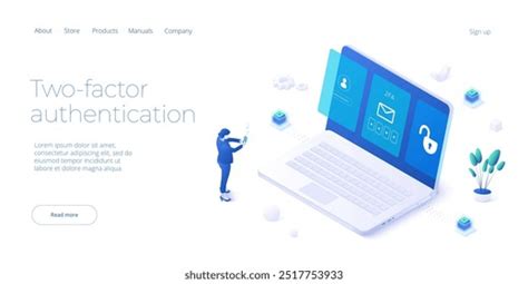 2 Factor Authentication Isometric Vector Illustration Stock Vector