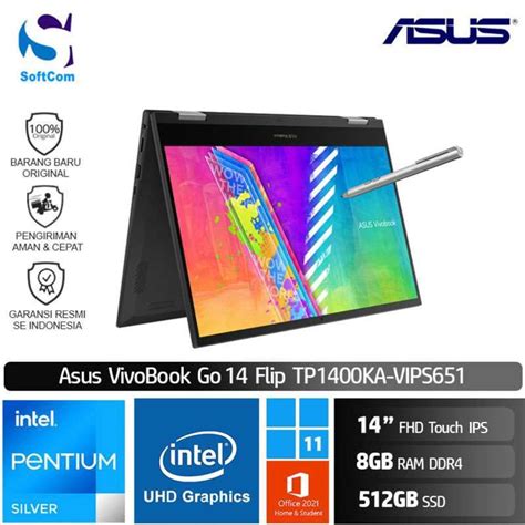 Promo Asus Vivobook Go Flip Tp Ka Vips Laptop In Pentium N Gb Gb Ssd