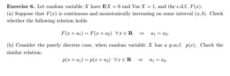 solved exercise 6 let random variable x have ex 0 and