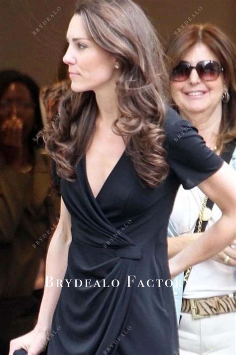 Kate Middleton Black Jersey V Neck Short Wrap Dress In 2025 Wrap