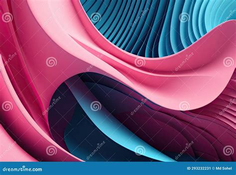 A Dynamic Abstract 3d Scene With Organic Undulating Forms In Trendy Pink And Blue Hues With A