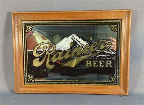 Rainier Beer Mirror In Wooden Frame Mayo Auction And Realty
