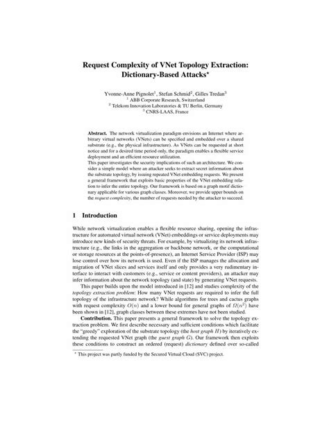 Pdf Request Complexity Of Vnet Topology Extraction Dictionary