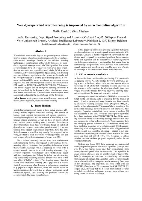 Pdf Weakly Supervised Word Learning Is Improved By An Active Online Algorithm