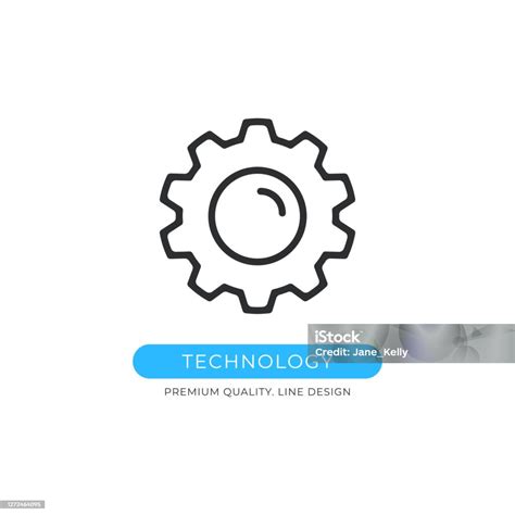 기술 아이콘입니다 톱니바퀴 기어 코그휠 컴퓨터 공학 개념 프리미엄 품질의 그래픽 디자인 요소 현대 기호 선형 픽토그램 윤곽 기호