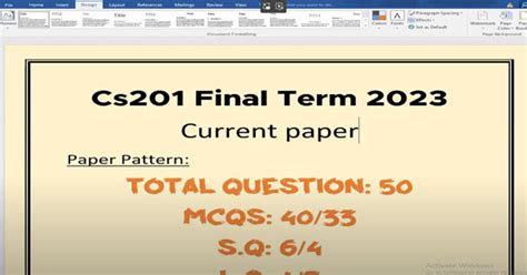 Cs201 Final Term Past Paper Video 02